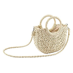 CHIC DIARY Women Straw Bag Crossbody Summer Beach Bag Top Handle Handbag Handwoven Rattan Clutch Purse Straw Tote Bag(Beige)
