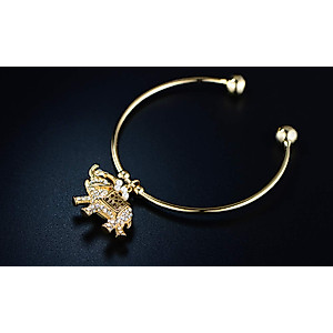 Barzel 18K Gold Plated Crystal Charm Bangle (Elephant)