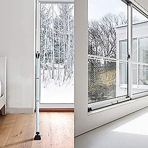 HoneSecur 2-in-1 Door Security Bar & Sliding Patio 28″ Door Stopper Security Jammer Bar Child Proof Adjustable Constructed of High Grade Iron Window Doors Security Bars, White