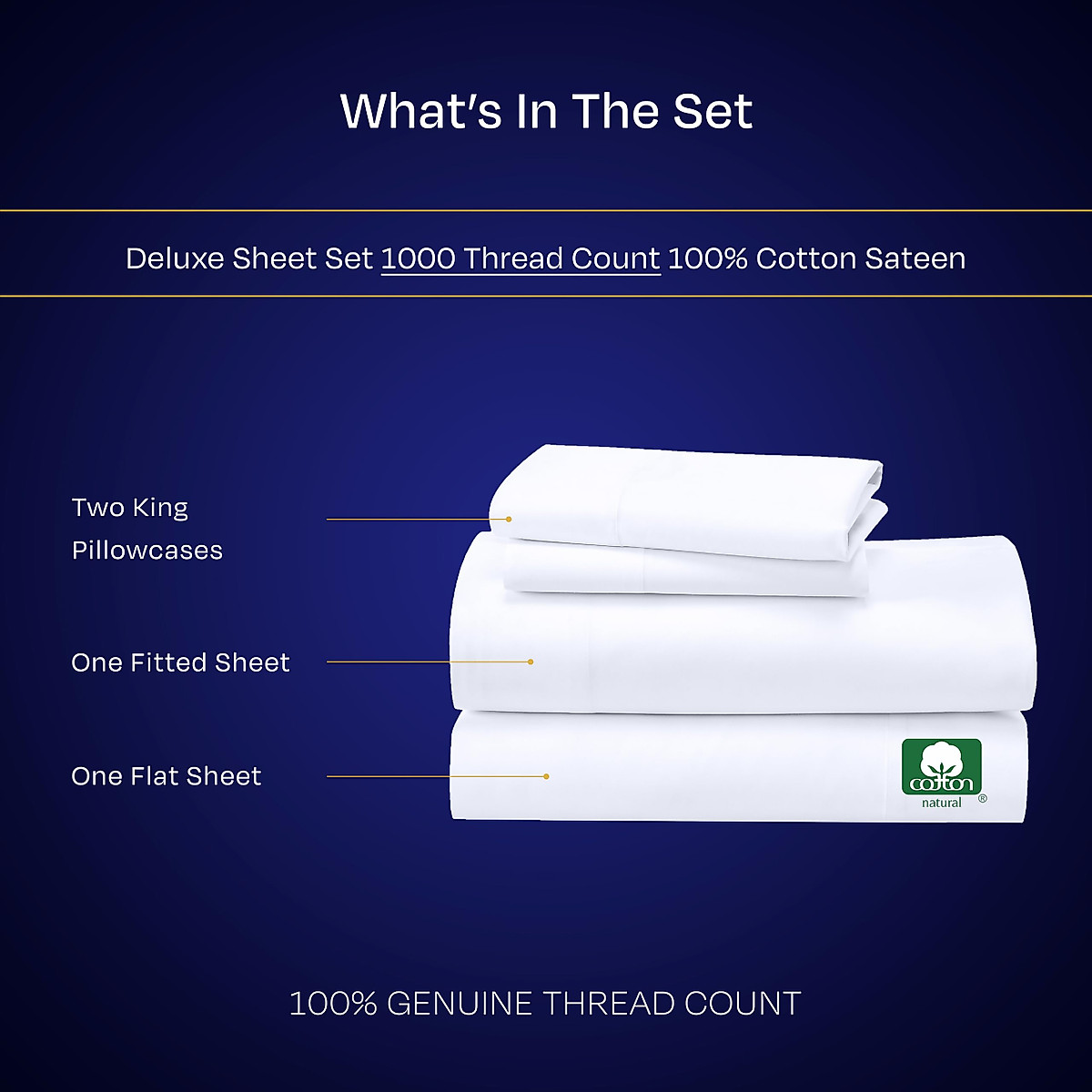 California Design Den 1000 Thread Count King Size Sheet Set - Winner Architectural Digest Best Sheet, Sateen, 100% Cotton Sheets with Deep Pockets, Softer Than Egyptian Cotton - White