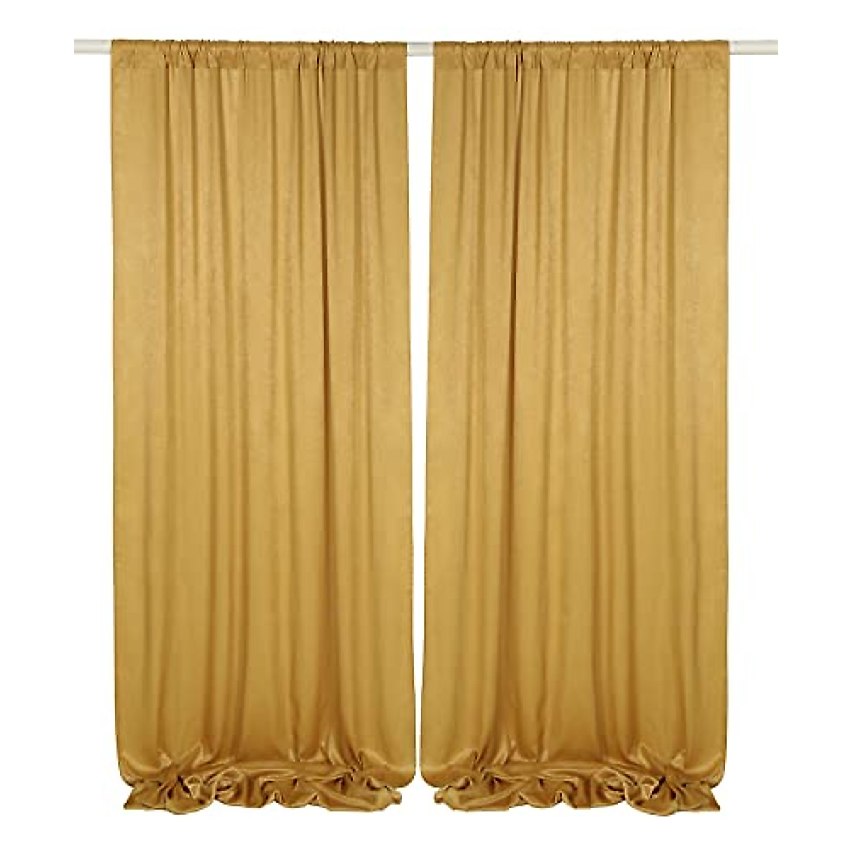 Cytdkve 2 Panels 4.8 Feet x 10 Feet Deep Gold Velvet-Like Wedding Backdrop Curtain Drapes, Silky Soft Window Curtains Panels for Wedding Ceremony Birthday Party Decorations