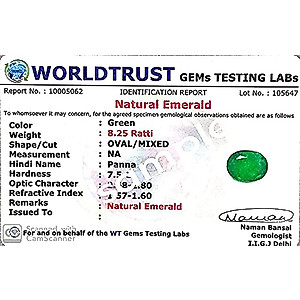 GEM EMPORIUM Green Emerald Gemstone Ring For Women And Men Handmade Natural Certifed 6.50 Carat Green Emerald Panchadattu Gold Plated Ring For Men And Women By GEM EMPORIUM., 555y53y13