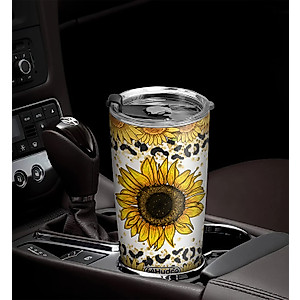 20oz Sunflower Mom Tumbler, Home is where Mom is, Grandma, Mother Gifts, Coffee Thermos for Women, Stainless Steel Double Wall Vacuum Insulated Coffee Mug, Travel Cup with Lid