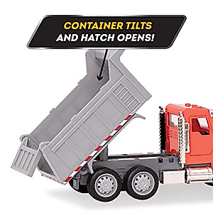 Driven by Battat – Micro 1:24 Scale – Dump Truck Toy – Construction Car Toy with Lights, Sounds & Movable Parts – Gift for Boys & Girls Age 3+