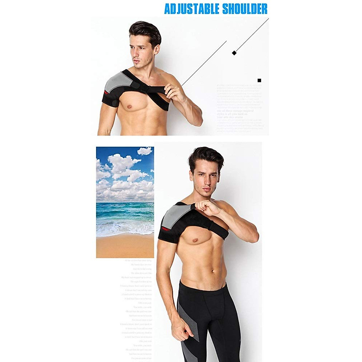 Runworld Adjustable Shoulder Brace Lightweight Gym Sports Therapy Neoprene Shoulder Support Strap Wrap for Men Women Dislocated AC Joint Pain Relieve, Injury Prevention and Recovery (Left Shoulder)