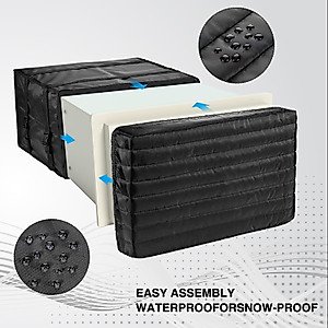 Windyun 2 Pack Window Air Conditioner Cover Ac Covers for Inside and Outside Adjustable Dust Proof Waterproof Ac Shade for Outside Unit for Winter Accessories, Black (21x14 In, 21x15x16 In)
