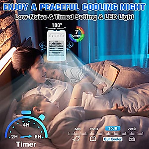 Portable Air Conditioner,Oscillation Mini Air Conditioner, 4 Wind Speed Small AC, 2-6H Timer Portable Air Cooler, Mini Evaporative Air Cooler For Room/Kitchen/Office/Camping/Car[2023 UPGRADED DESIGN]