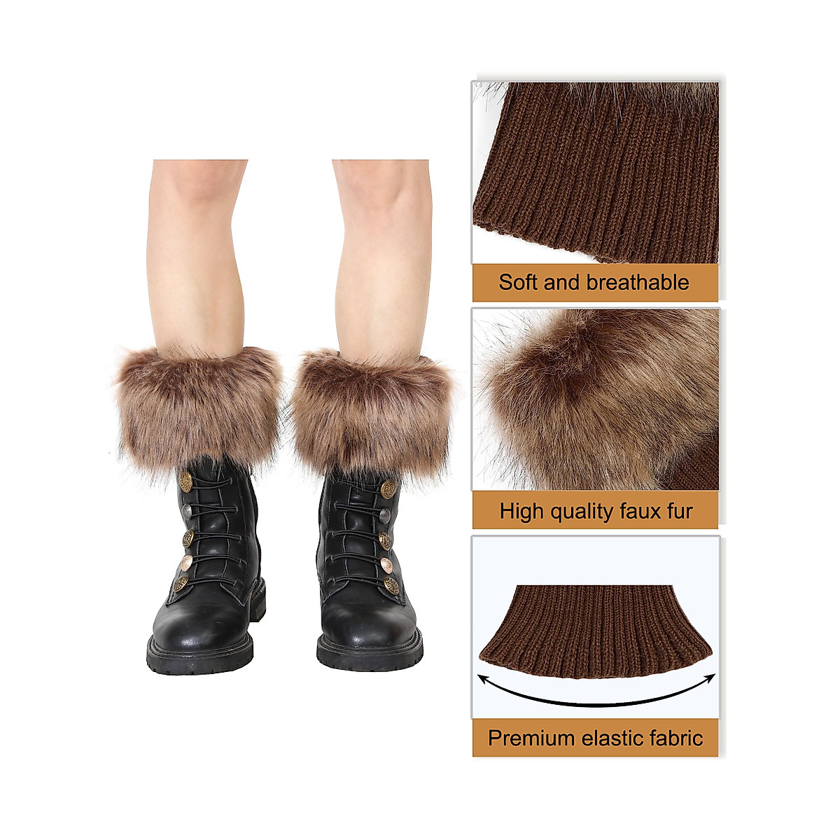 sy soul young Women Faux Fur Leg Warmers Short Furry Fuzzy Boot Cuffs Toppers Girls Winter Knitted foot cuff (Raccoon)