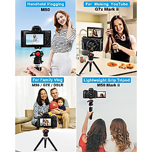 Camera Mini Tripod, Etour Lightweight Vlog Tripod Holder, Adjustable [Stable Handheld Vlogging Tripod] of DSLR Compatible with Sony A6000 Canon M50 G7x Mark ii/Phone, Table Stand for Vlogger Creator
