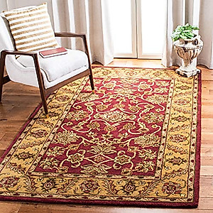 SAFAVIEH Golden Jaipur Collection 7'6" x 9'6" Black / Gold GJ250D Handmade Traditional Premium Wool Area Rug