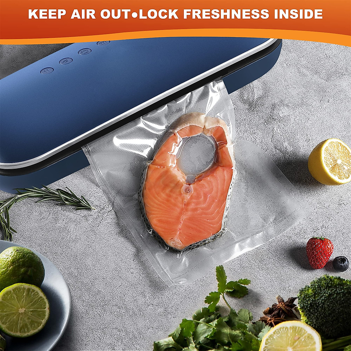 MONT4 Sous Vide Seal Bags 100 Quart 8x12 Inch - Food Vacuum Sealer Bags - BPA Free Nylon Plastic - Transparent Embossed Packaging - Microwave, Freezer, and Cook Safe - Ideal for Food Mean Storage