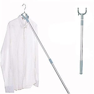 Alipis 3pcs Retractable Clothes Rail Outdoor Hanging Hooks Plastic Hanger Storage Hooks Extendable Reach Pole Retractable Clothesline Rod Telescoping Closet Pole Home Clothes Rod Green