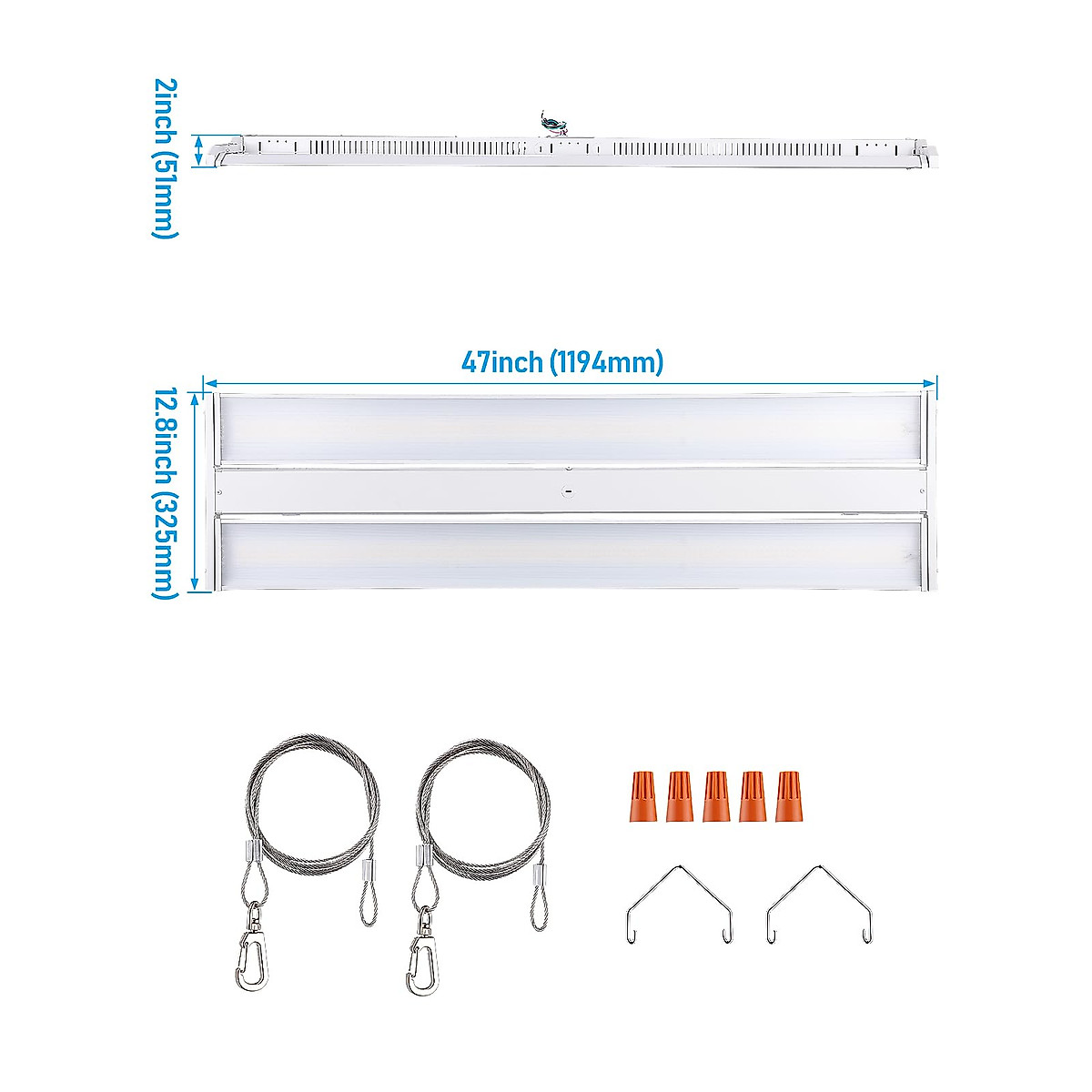 LEONLITE LED Linear High Bay Light 4FT, 225W 30375LM Adjustable Tilt Linear High Bay Shop Light, 135LM/W, 120-277V, 0-10V Dimmable Commercial Hanging Shop Lights for Warehouse, 5000K Daylight, ETL