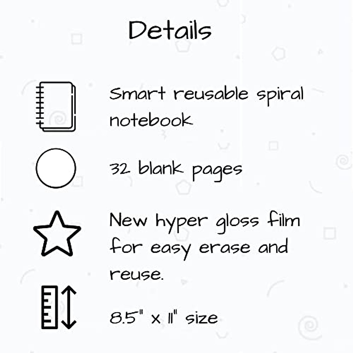 WIPEBOOK REUSABLE NOTEBOOK - Dry Erase Notebook Available in Blank, Ruled or Graph | Dry Erase Notepad Paper for Meeting, Business, Office, Home | Mini Dry Erase Board | Blank