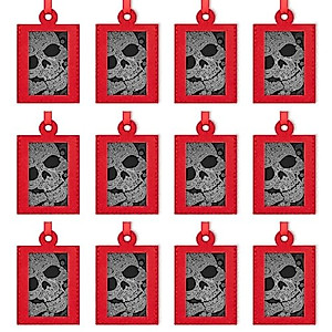 Ethnic Pattern Skull Christmas Photo Ornament Frame Red Picture Frame for Xmas Tree Hanging Decoration