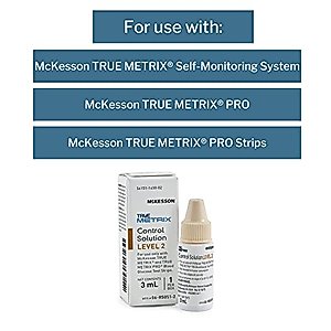 McKesson True METRIX Blood Glucose Testing Control Solution, Level 2, 3 mL Vial, 1 Count
