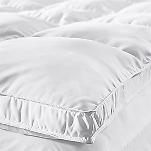 Superior Mattress Topper, Down Alternative 2 Inch Deep Sized Bed Pillow Top, Comfort Pad, Fluffy Mattress-Topper Protector, Plush Cooling Extra Soft Hotel Sleep All-Season, Queen, White