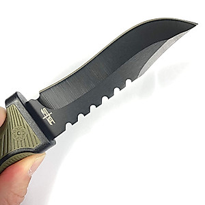S-TEC Fixed Blade Hunting Knife Rambo I 4.5" Stainless Steel Blade I Rubber Handle I w/Plastic Sheath I Hunting I Camping I Outdoor I (Black Blade)