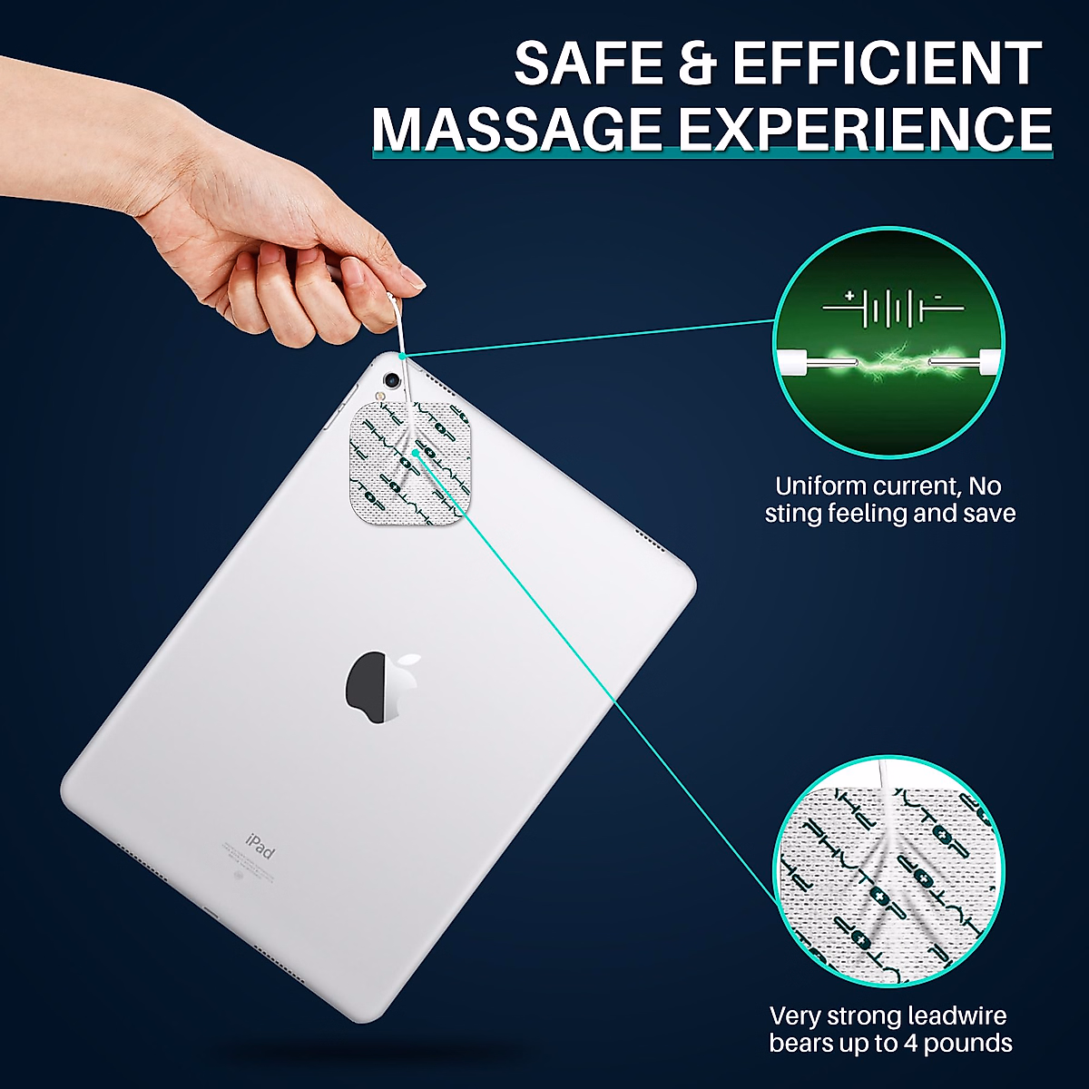 FITOP TENS Unit Pads 44 Pcs EMS TENS Electrodes Strong Adhesive Size 2X2