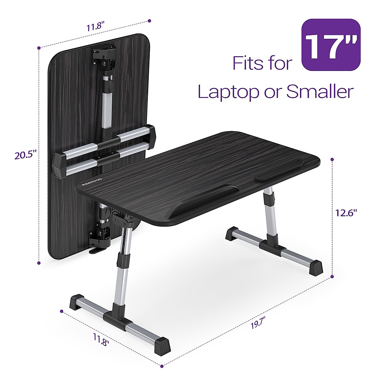 NEARPOW Laptop Bed Tray Table, Adjustable Laptop Bed Stand, Portable Standing Table with Foldable Legs, Foldable Lap Tablet Table for Sofa Couch Floor - Medium Size