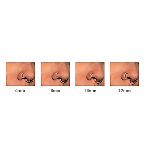 Nose Rings Hoop 316L Stainless Steel Hinged Earrings Rings Hoop 20G 18G 16G Septum Hypoallergenic Nose Ring set Helix Ring Daith Ring Body Piercing Jewelry 4PCS6mm 8mm 10mm 12mm Diameter Plated