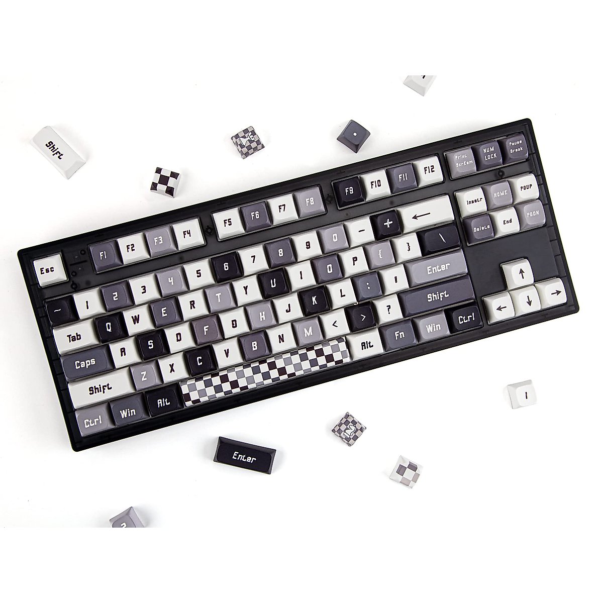 Custom Keycaps 130 Keys Set - XDA Profile Keycaps - PBT Keycaps & Dye Sublimation Key Cap - Compatible with 60%, 75%, 80%, 85%,100% ANSI Layout Gaming Mechanical Keyboard (Checkerboard)