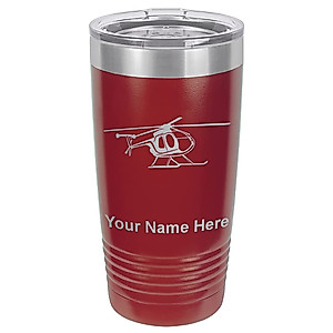 LaserGram 20oz Vacuum Insulated Tumbler Mug, Helicopter 1, Personalized Engraving Included (Maroon)