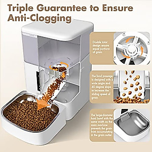 Lovegoo Automatic Cat Dog Feeder with Feeding Mat Anti-Clogging Design Timed Cat Feeder 4L Programmable Control 1-4 Meals Pet Dry Food Dispenser with Desiccant Bag, Twist Lock Lid, 10s Voice Recorder
