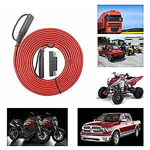 Trickle Charger Extension Cord 25FT - SAE to SAE Connector Cable 12V-24V Battery Charging Cord with Dust Cap 2 Pin Quick Connect Disconnect Plug DC Connection for Camp Trailer Solar Panels (25ft)