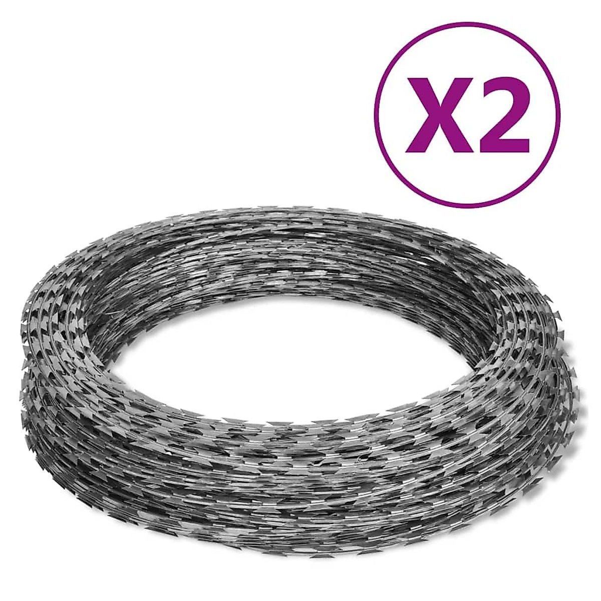 Razor Wire 2 pcs Helical Wire Fence Concertina Wire Galvanized Steel vidaXL