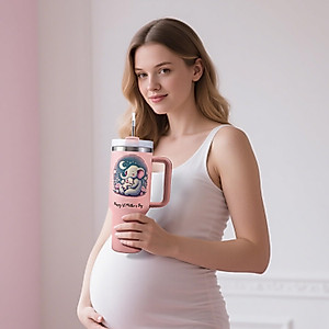 VoziSpace First Mothers Day Gifts – Happy 1st Mother’s Day Tumbler 40oz – Stainless Steel Cup with Lid & Straw – Insulated Coffee Travel Mug for Mom-to-Be, Baby Shower Gifts, New Mom Present