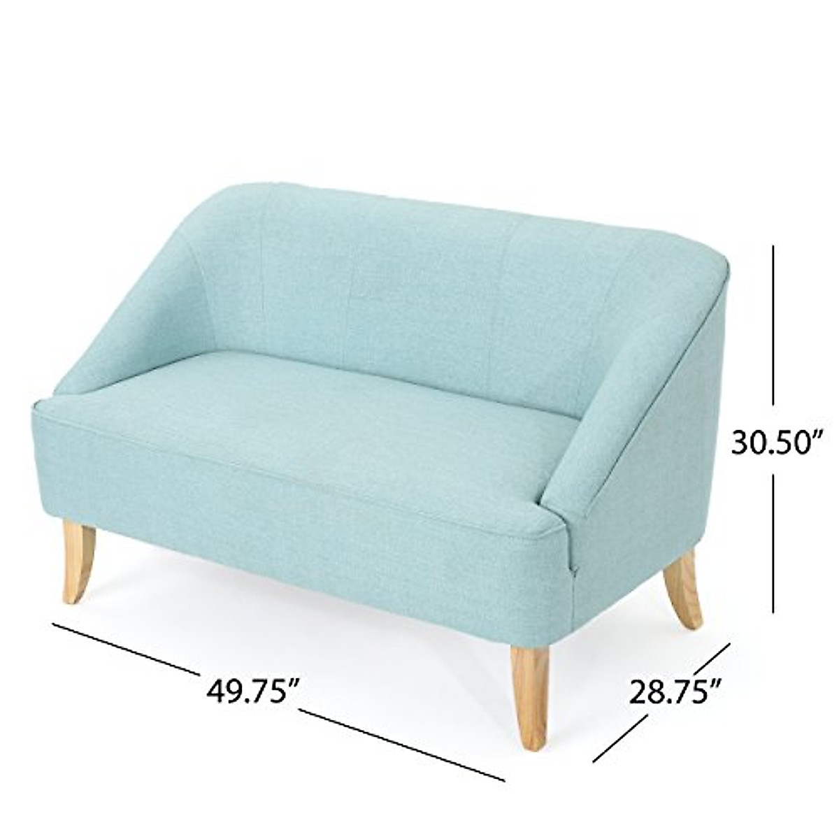 Christopher Knight Home Justus Mid-Century Modern Fabric Loveseat, Light Blue / Natural