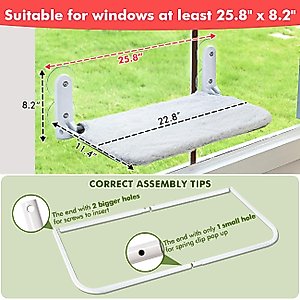 Zoratoo 2PC Cat Window Perch Cordless Foldable Cat Hammock Bed for Window with Metal Frame and Reversible Cover, Large Suction Cups Window Resting Seat for Indoor Cats (Cat Bed, L-2PC)