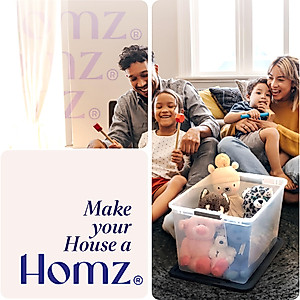 HOMZ 112 Quart Extra Large Rectangular Clear Plastic Storage Container Bins with Secure Latching Lid, Grey Latch, (4 Pack)