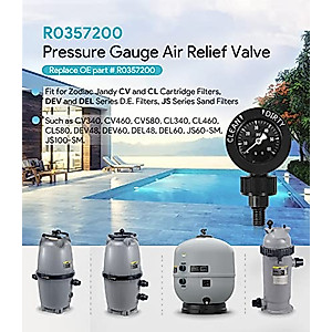 R0357200 Air Gauge Release Valve Assembly Replacement for Zodiac Jandy Pool and Spa Filters CV, CL, DEV, DEL, JS Series