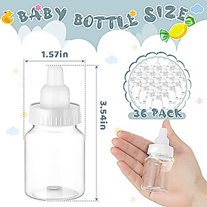 36 Pcs 3.5 Inch Baby Bottle Shower Favor Mini Plastic Candy Bottle Clear Plastic Baby Bottles for Baby Shower Mini Baby Bottle Feeding Bottle Candy Box for Baby Shower Favor Gift Decor (White)