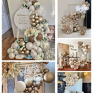 Boho Balloon Garland, 115PCS Beige Balloons Neutral Balloon Arch Kit with Champagne Balloon White Sand Double Stuffed Balloons for Birthday Party Wedding Bridal Shower Decorations (Beige)