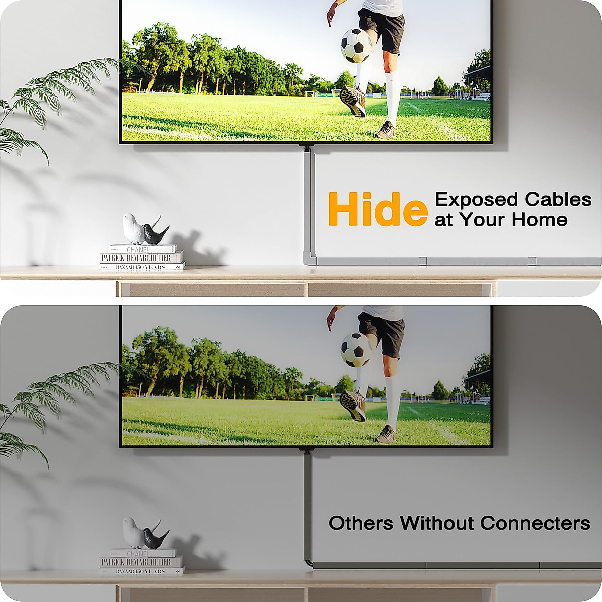 Cord Hider, 157in Delamu Wire Covers for Cords Cable Management, TV Cable Hider Wall Kit, Cable Raceway Cover Wire Hider Management, Cord Hider Wall Mounted TV, 10XL15.7 W0.95 H0.55in Grey