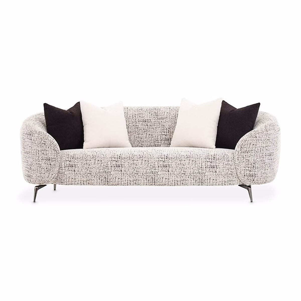 Michael Amini Noir Boucle 94" W Fabric Sofa in Ivory/Black Finish