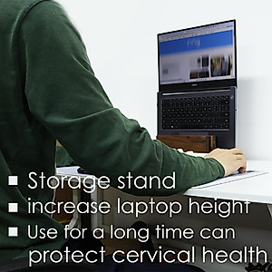 Vertical Laptop Stand for Desk，Resizable Wooden Laptop Holder,Suitable for laptops of various thicknesses and sizes.laptop holder vertical.It can accommodate at least 3 devices . (black walnut)