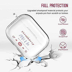 Compatible AirPods Pro 2019 / AirPods Pro 2nd 2022 Case Cover, Clear AirPod Pro Case for Women Girls Cute Hard Protective Cover with Keychain Design for Apple AirPod Pro Charging Case (Strawberry)