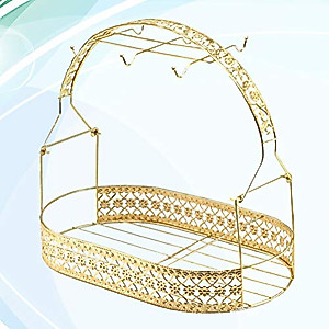 Operitacx Coffee Mug Holder with Saucer Organizer Cup Drying Rack 6 Cup Hooks Drainer Organizer Mug Tree Drinking Glass Holder Stand Mug Drainer Tray for Cups Mugs Cup Stand