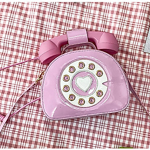 QZUnique Telephone Shoulder Bag Women Retro Cross Body Bag PU Leather Clutch Purse Chain Tote Bag