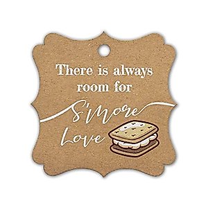 Summer-Ray 50pcs Brown Kraft There is Always Room for S'More Love Wedding Favor Gift Tags in White Printing