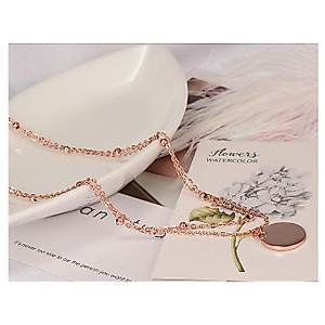 RoseGold Layered Necklace for Women - Coin Choker Necklace Charm Pendant Necklace