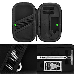 Linkidea Hard Travel Case Compatible with Vikings, Merkur, Shaving Revolution Double Edge Safety Razor, Storage Box Organizer for Safety Razor & Shaving Attachments (Lychee Vegan Leather)