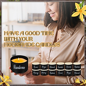 Tanlade 24 Pcs Black Candle Jar with Lids Bulk Candle Tins 8 oz Candle Metal Containers Candle Vessels Candle Making Molds and 4 Sheet Candle Labels for Candle Making Storage DIY Supplies