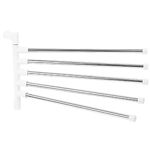 Cabilock Metal Coat Hanger Towel Bar Swivel Towel Rack Bathroom Towel Shelf Stainless Steel 5 Arms Swivel Towel Bar Rotatable Towel Hanger for Kitchen Bathroom Supplies Wall Mount Clothes Rack