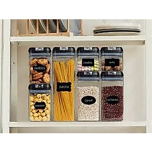 Sueno Imports 7 Piece Clear BPA Free Plastic Airtight Food Containers with Easy Lock Lids, Perfect for Kitchen Pantry Organization and Storage