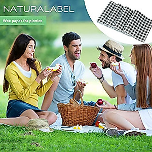 NATURALABEL 100 Pcs Wax Paper, 12" x 7.5" Black and White Checkered Greaseproof Paper,Wax Paper Sheets for Food,Rave Party BBQ Picnic Party Deli Paper